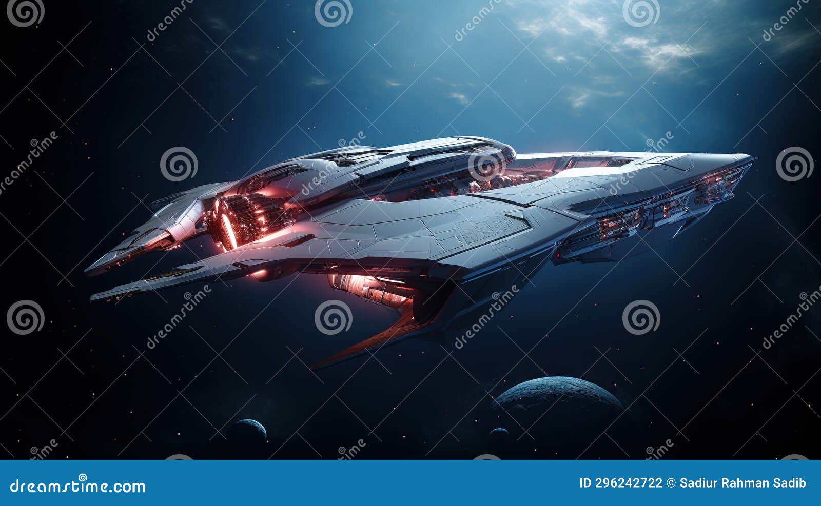 Futuristic Spaceship Flying in Deep Space. Stock Illustration ...