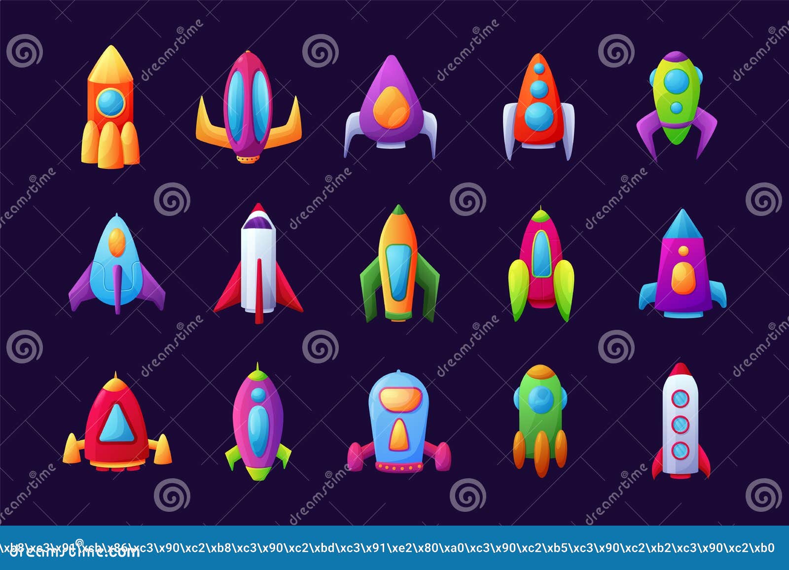 Futuristic Spaceship. Flying Space Rocket and Shuttle with Work Engine ...