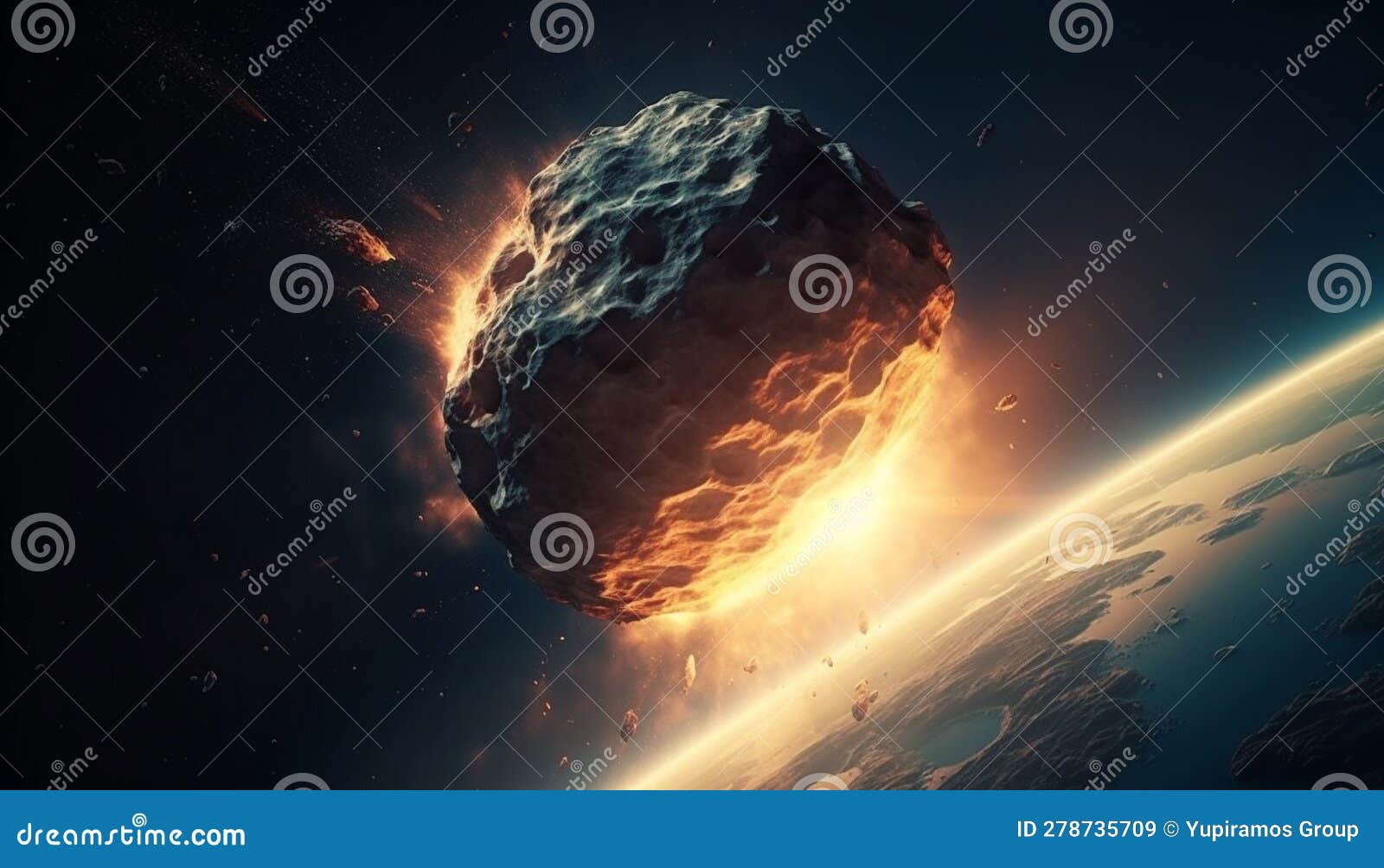 Futuristic Spaceship Orbits Glowing Planet in Deep Star Field Landscape ...