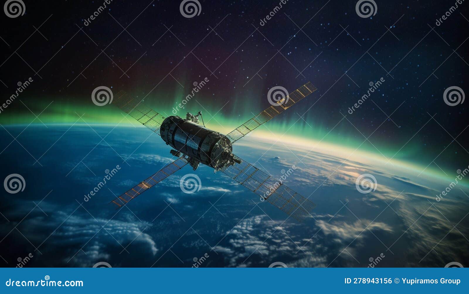 Futuristic Spaceship Orbits Planet in Deep Outer Space Adventure ...