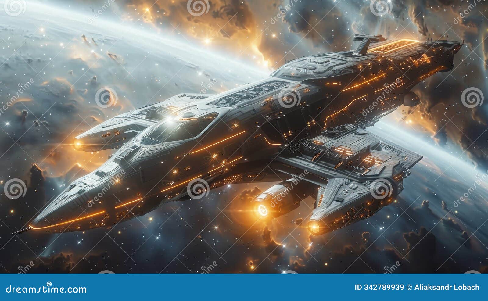 Futuristic Spaceship in Outer Space. the Future and Commercial Tourism ...