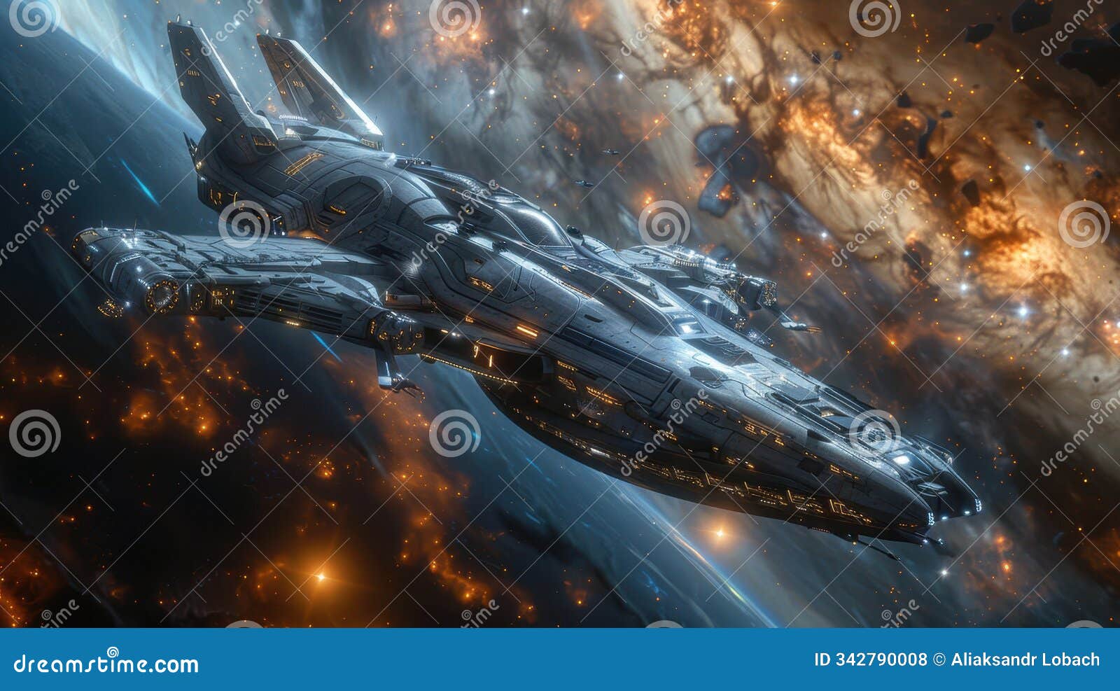 Futuristic Spaceship in Outer Space. the Future and Commercial Tourism ...