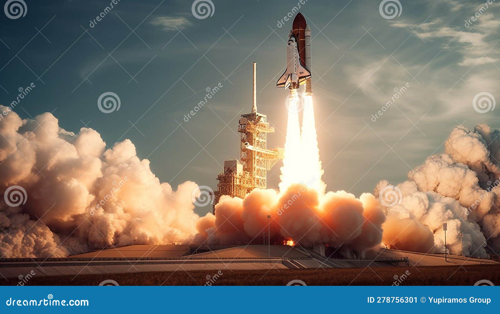 Futuristic Spaceship Rockets through Galaxy, Powered by Advanced ...