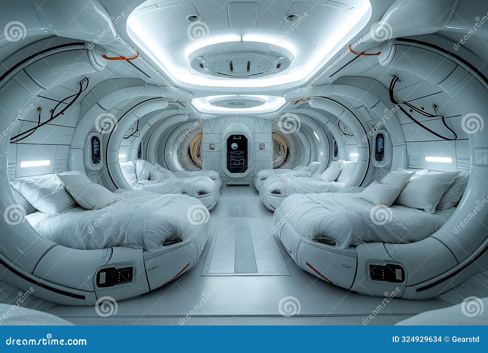 Futuristic Spaceship Sleeping Quarters Stock Photo - Image of cabin ...