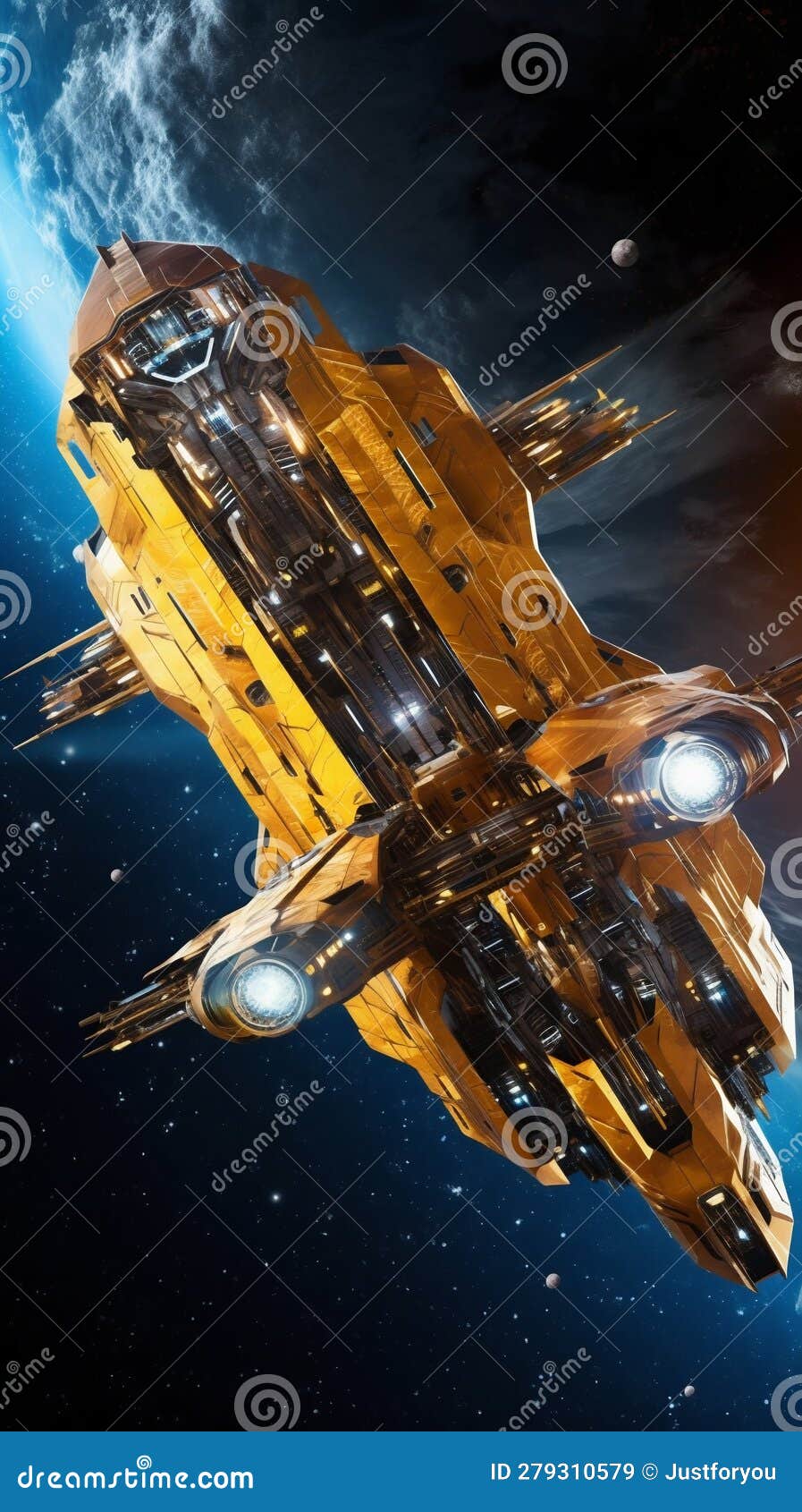 Futuristic Spaceship Soaring through an Asteroid Field. Generative Ai ...