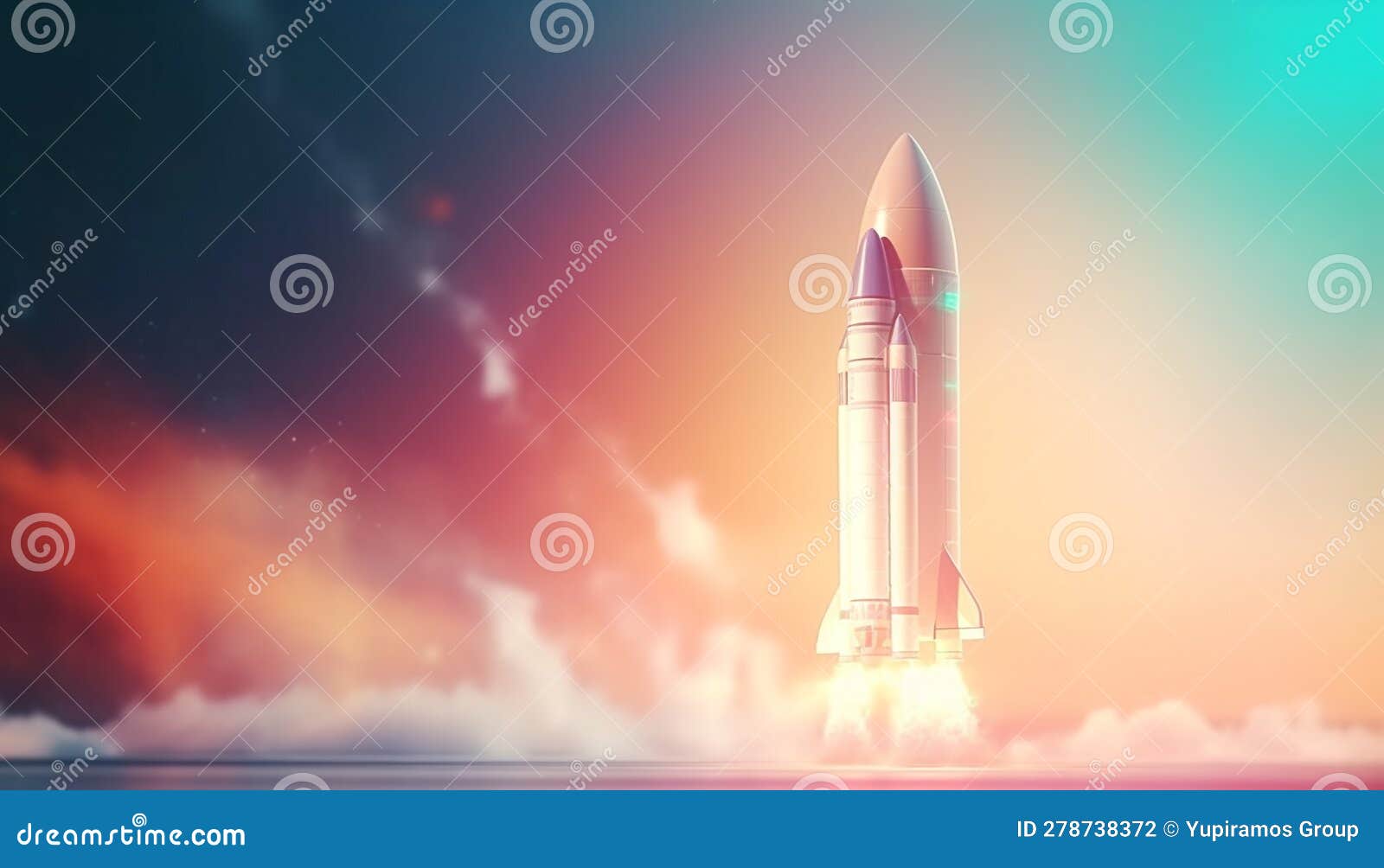 Futuristic Spaceship Takes Off into Blue Galaxy, Fueled by Innovation ...