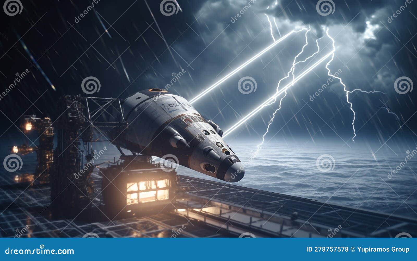 Futuristic Spaceship Travels through Dark Galaxy, Powered by ...
