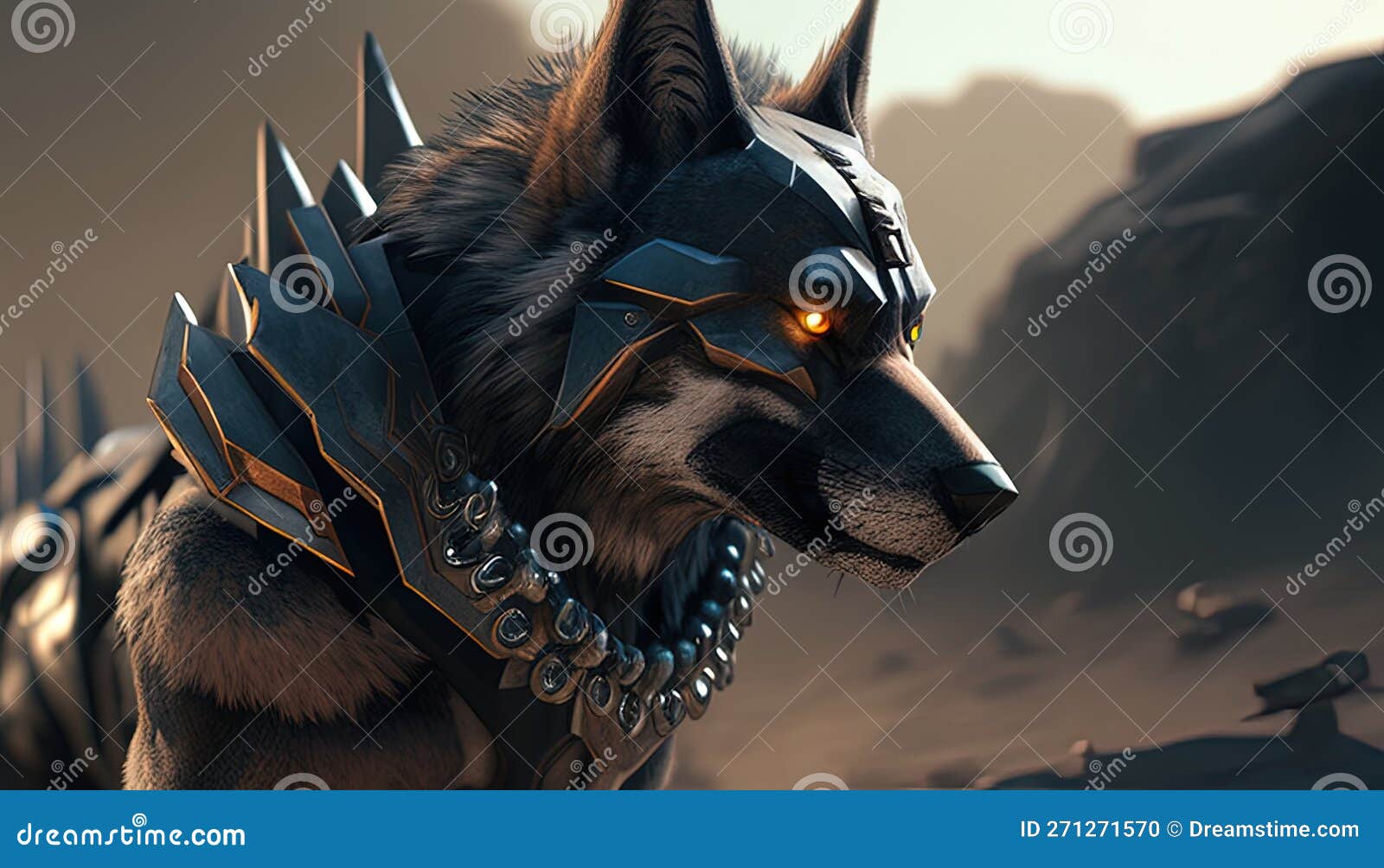 Futuristic Spartan Wolf Digital Art Illustration, Generative AI Stock ...