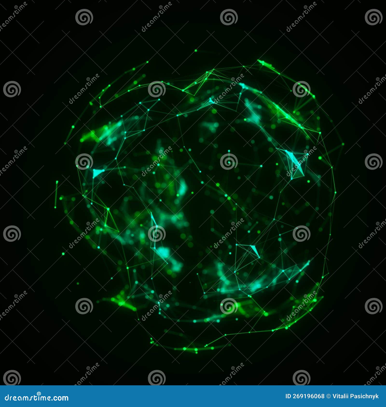 Futuristic Sphere Made of Particles for Connect Network. Flow of Particle in Cyberspace. Space ...