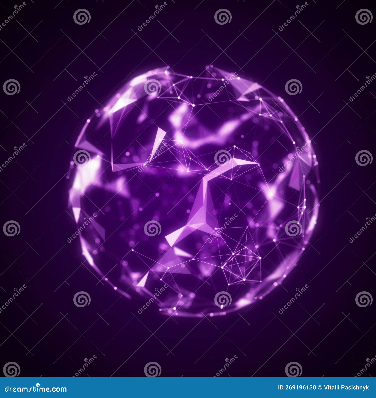Futuristic Sphere Made of Particles for Connect Network. Flow of ...