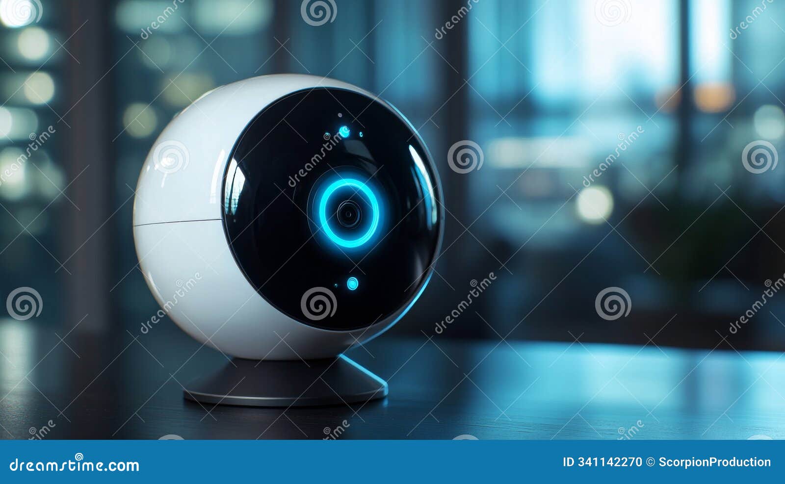 Futuristic Spherical Security Camera in a High-tech Interior Setting ...
