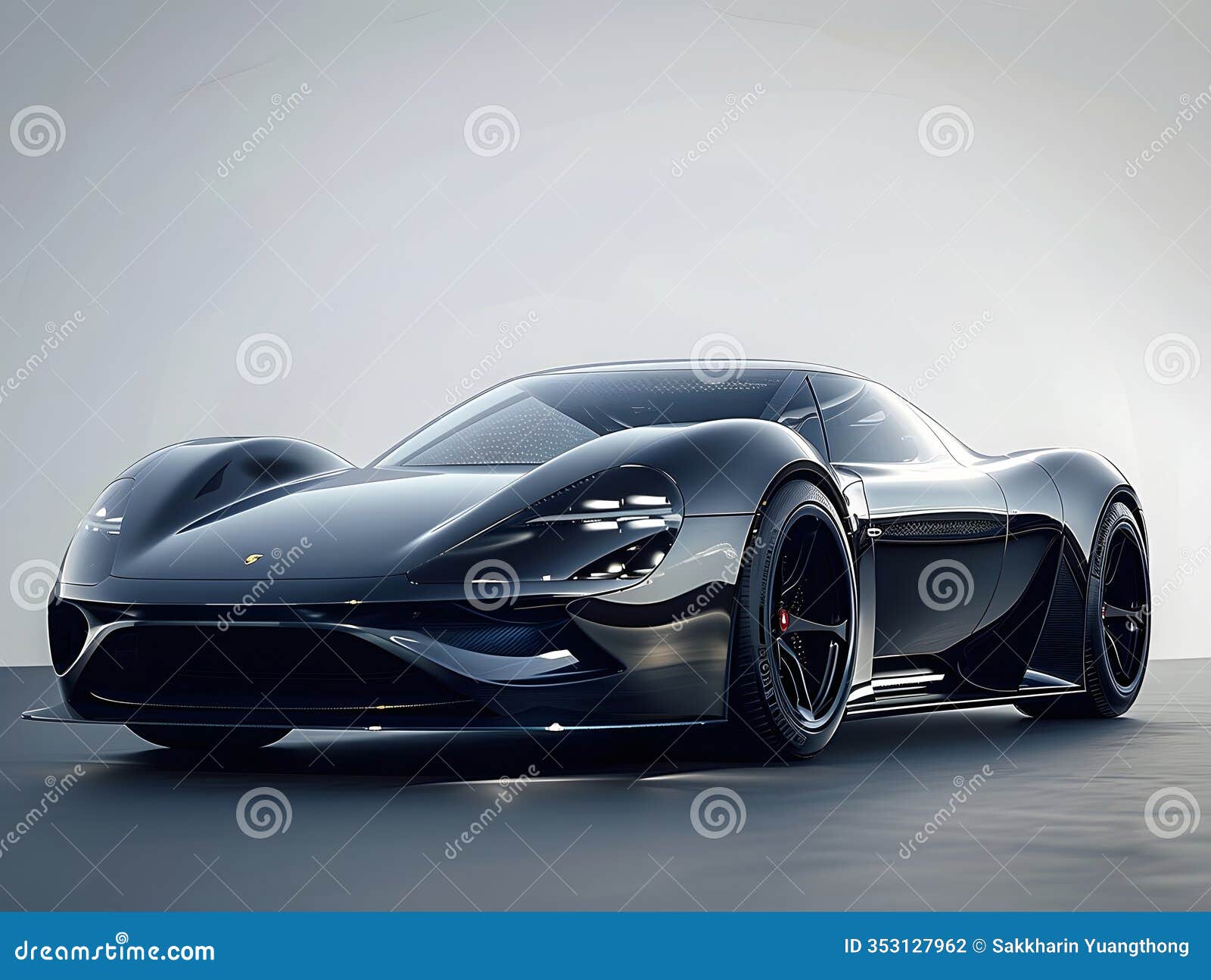 Futuristic Sports Car Design in Front View Perspective Stock ...