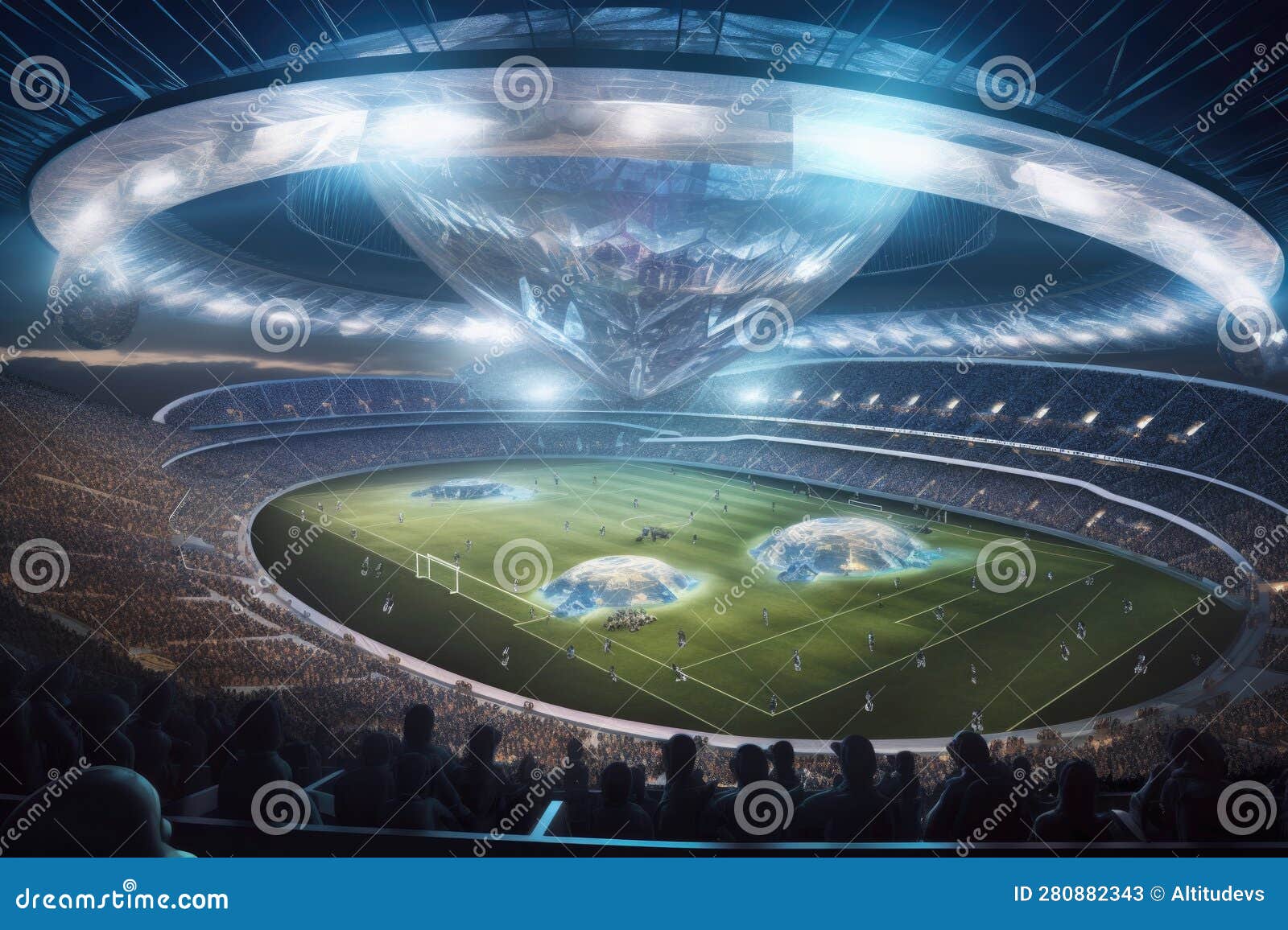 Futuristic Stadium, with Aliens Competing in Futuristic Sports Stock ...