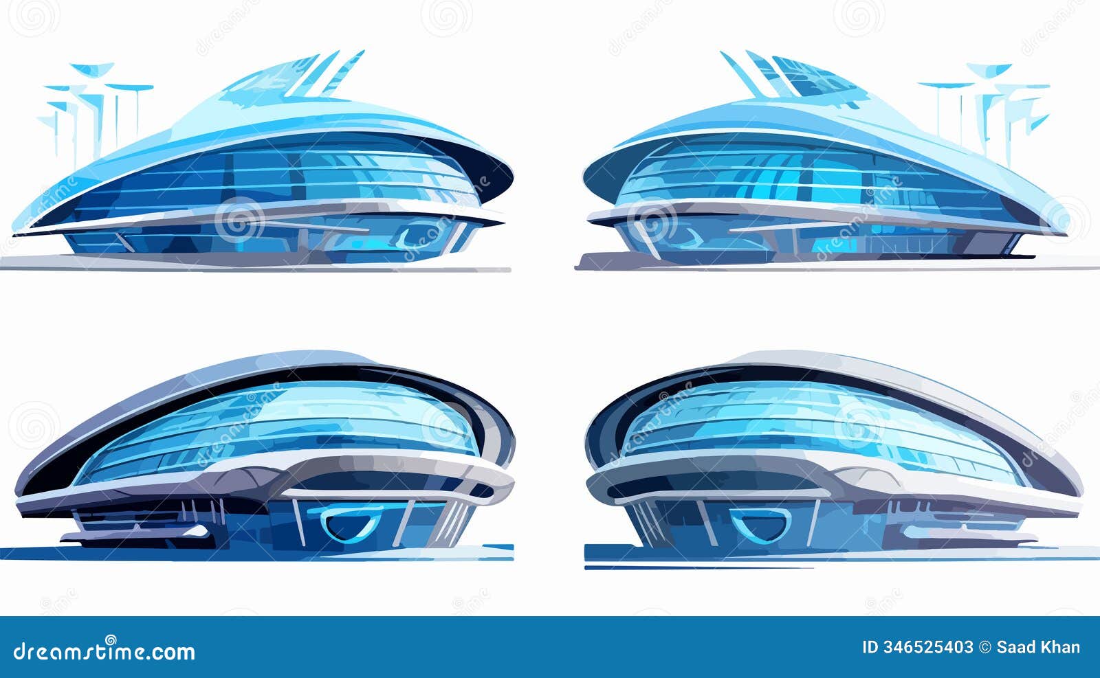 Futuristic Stadium Modern Architecture Designs Stock Illustration ...