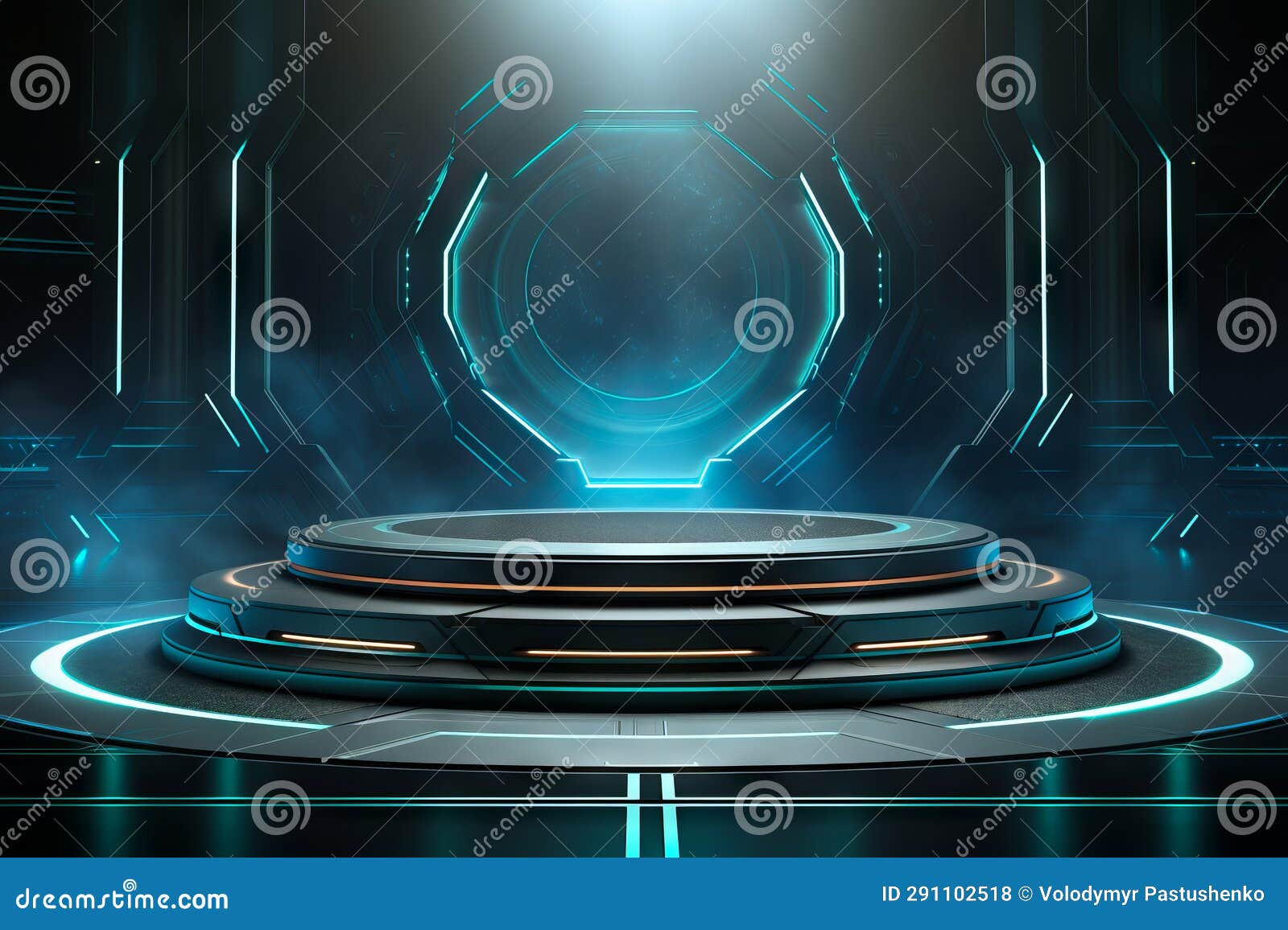 Futuristic Stage with Circular Light at the End of it. Generative AI ...