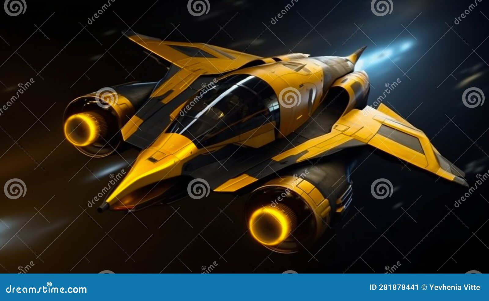 Futuristic Starfighter in Space. Generative AI Stock Image - Image of interstellar, space: 281878441