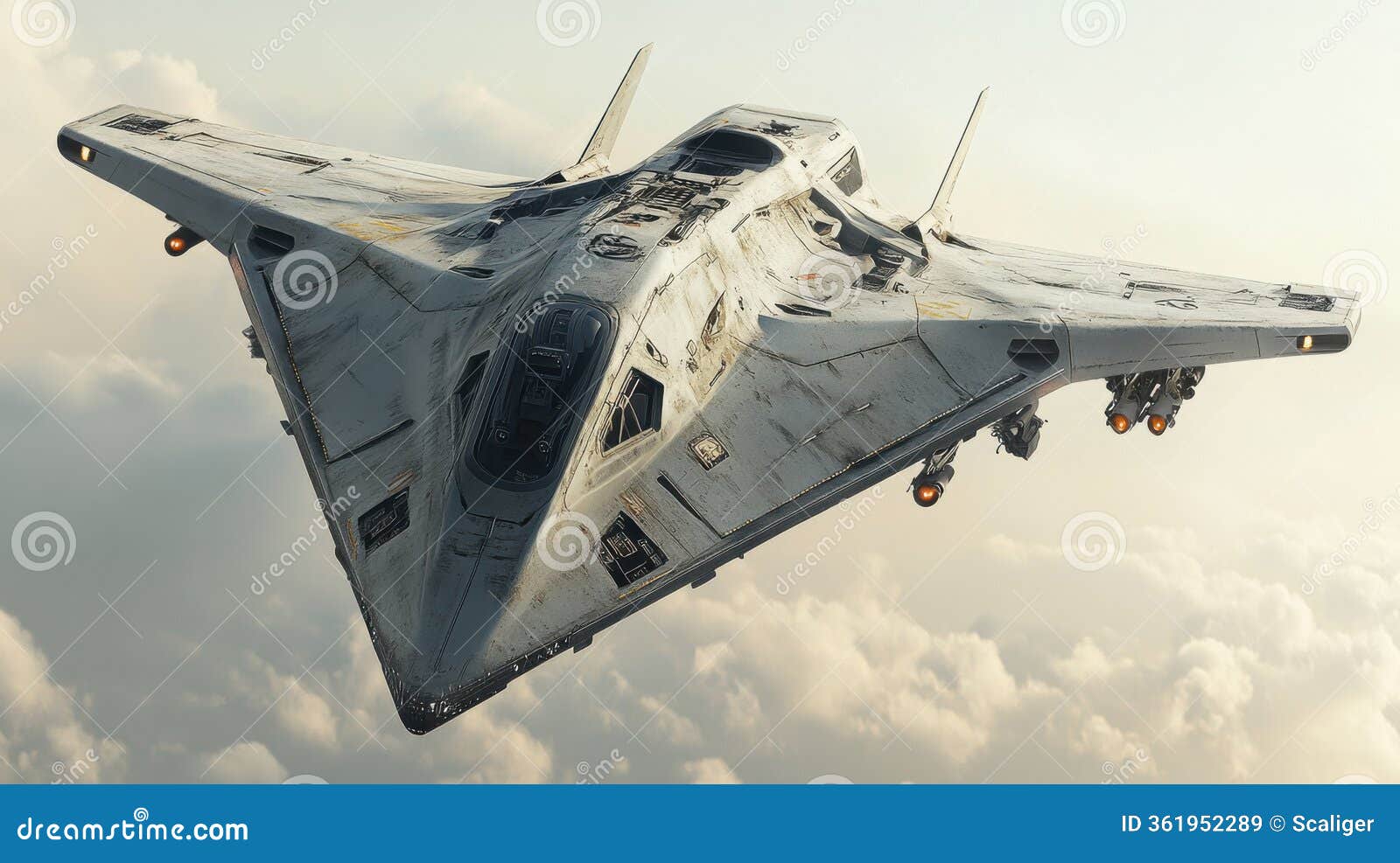 Futuristic Stealth Fighter Jet Flying Amidst Stormy Clouds Showcasing ...