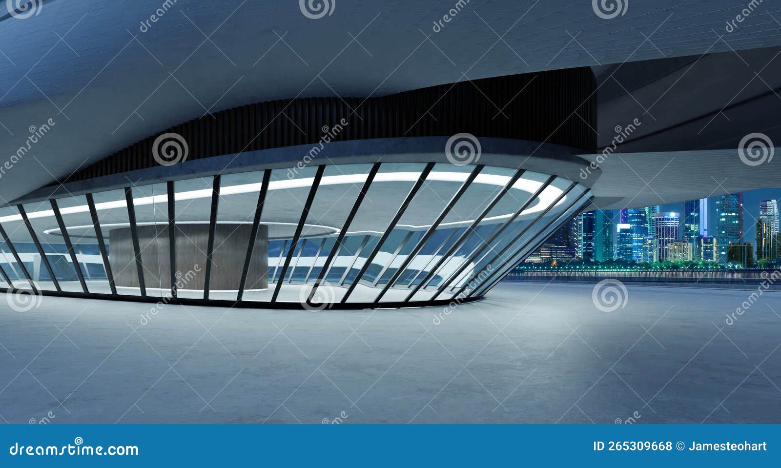 Futuristic Streamlined Design Building Exterior Stock Illustration ...