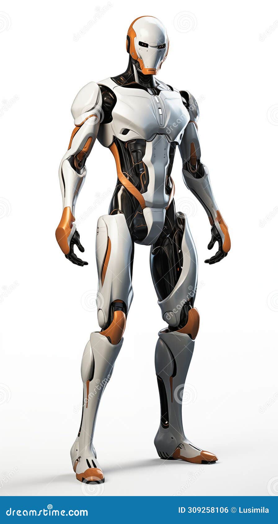 Strong Robot With Powerful Arms In Bodybuilders Pose, Artificial ...