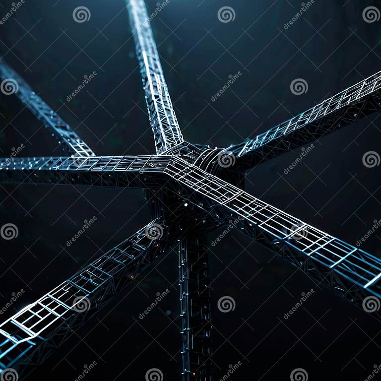 Futuristic Structural Design with Geometric Patterns in Dark Setting ...