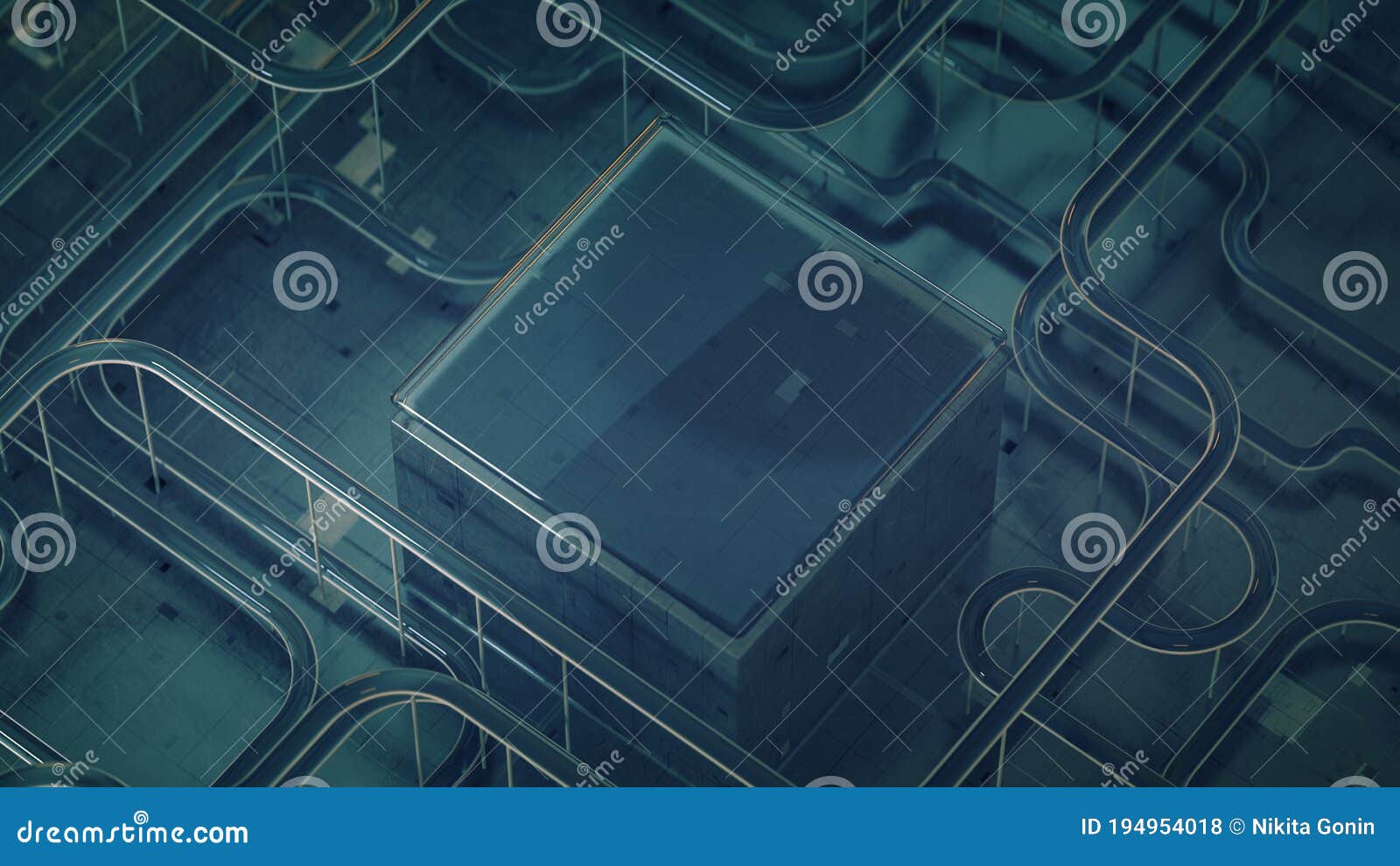 Futuristic Structure of Specular Tubes 3D Rendering Illustration Stock ...