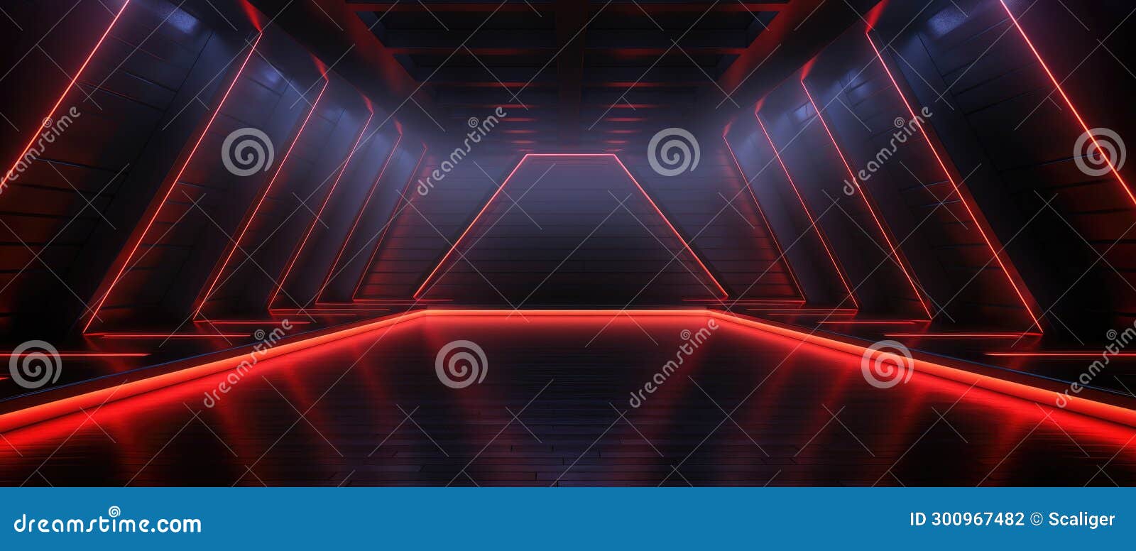 Futuristic Studio Background, Perspective View of Garage or Stage with ...