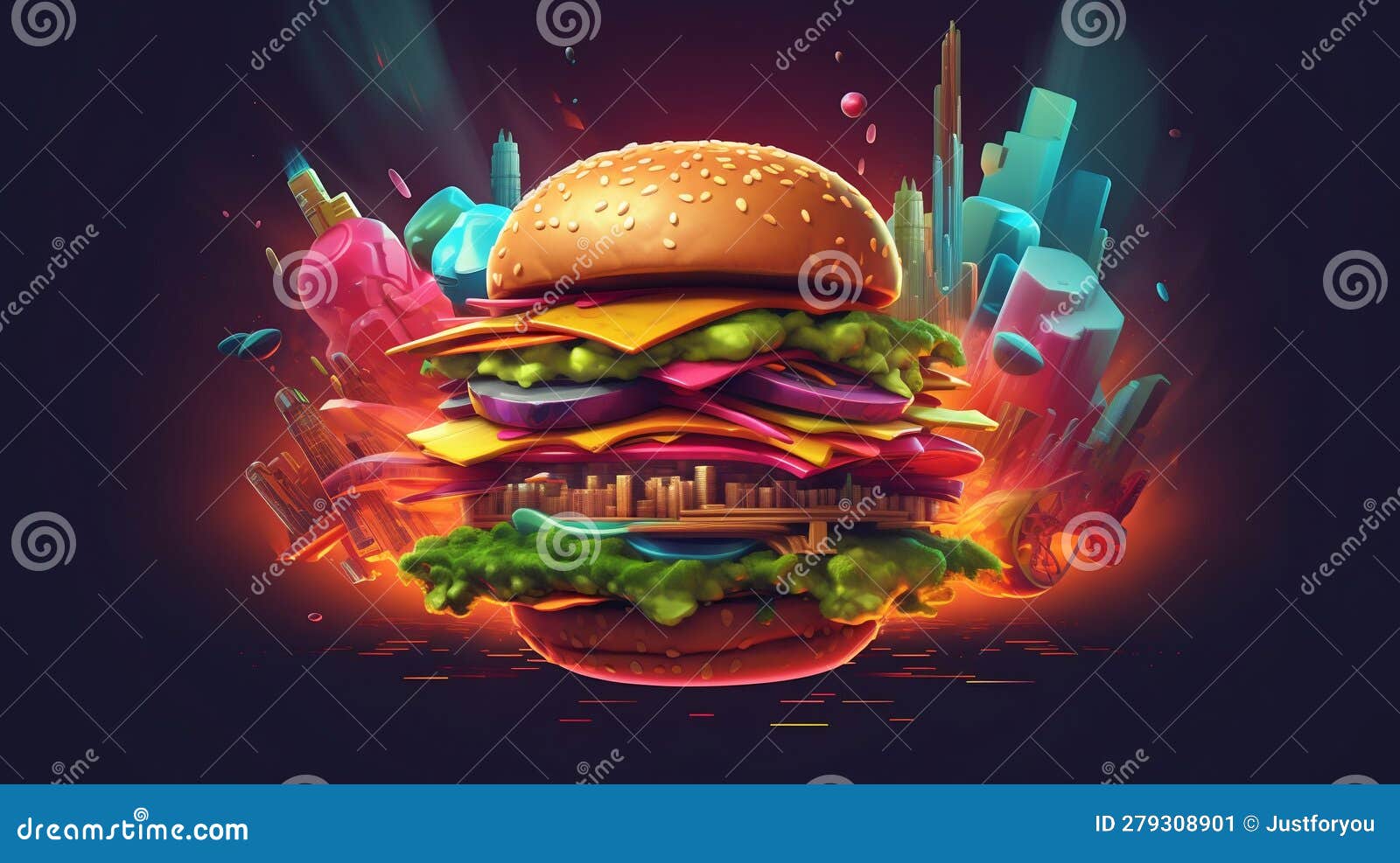 Futuristic Style Hamburger Illustration. Generative Ai Stock ...