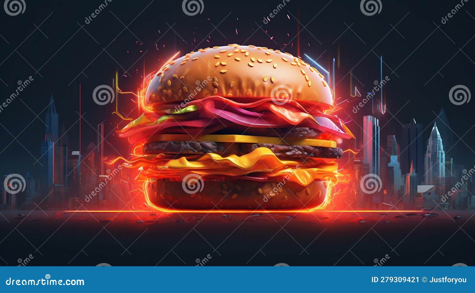Futuristic Style Hamburger Illustration. Generative Ai Stock ...