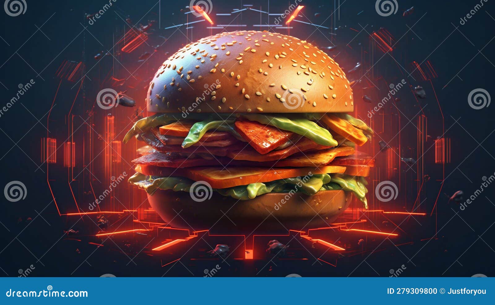 Futuristic Style Hamburger Illustration. Generative Ai Stock ...