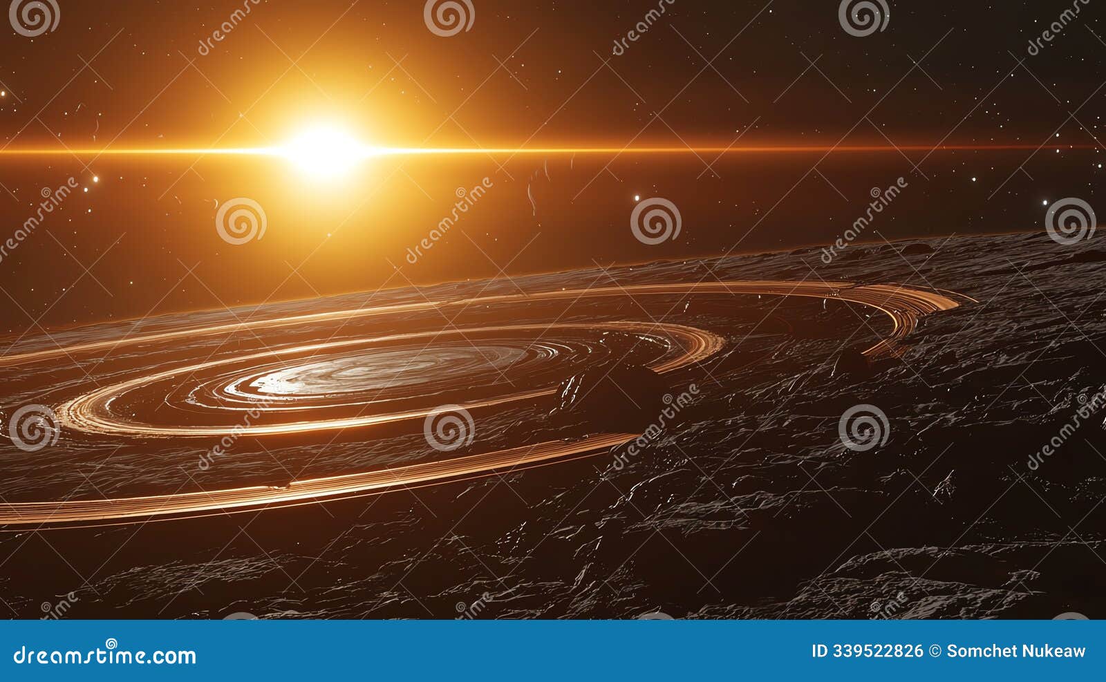 A Futuristic, Stylized Depiction of a Planetary Ring System Stock ...