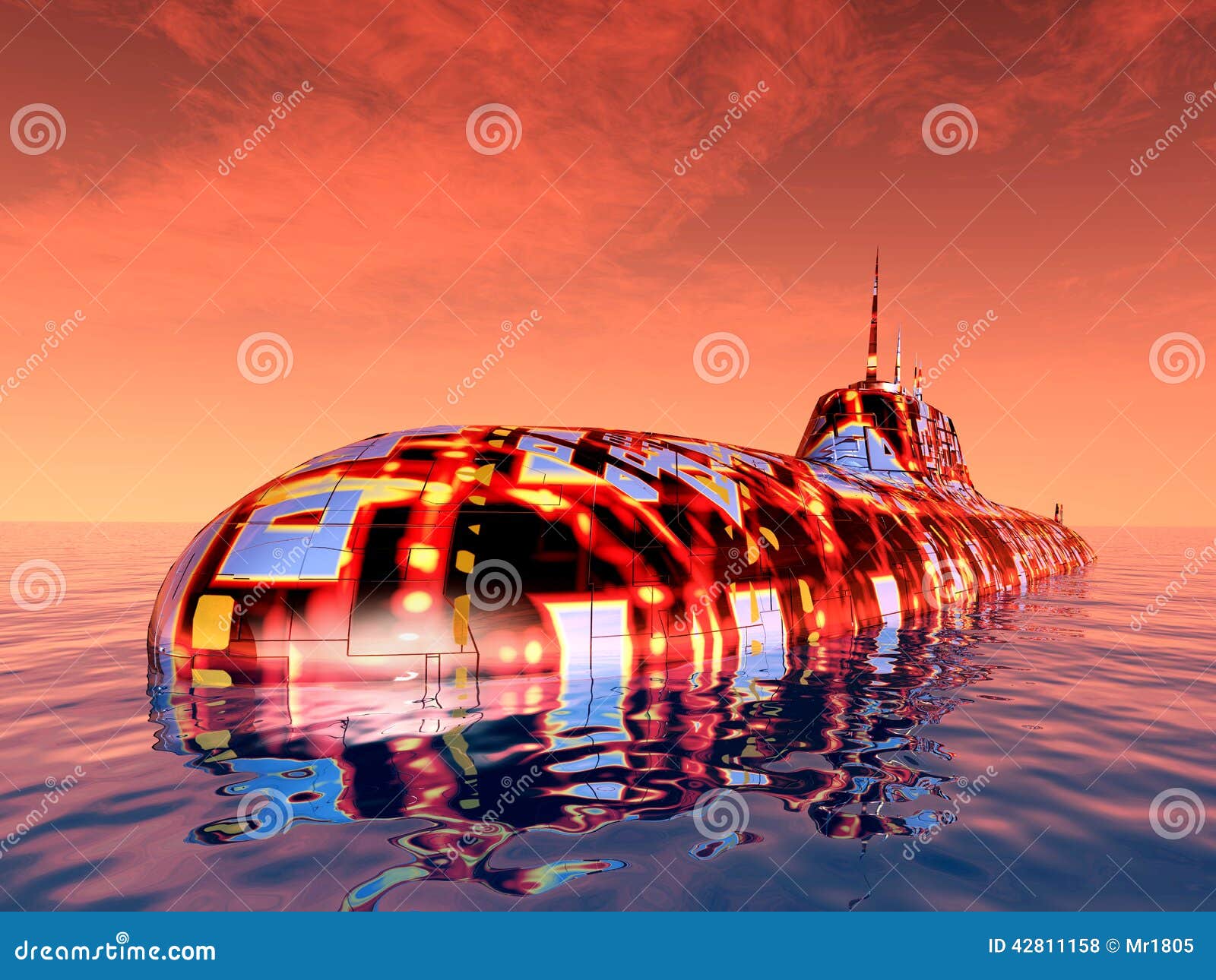 Futuristic Submarine stock illustration. Illustration of computer ...