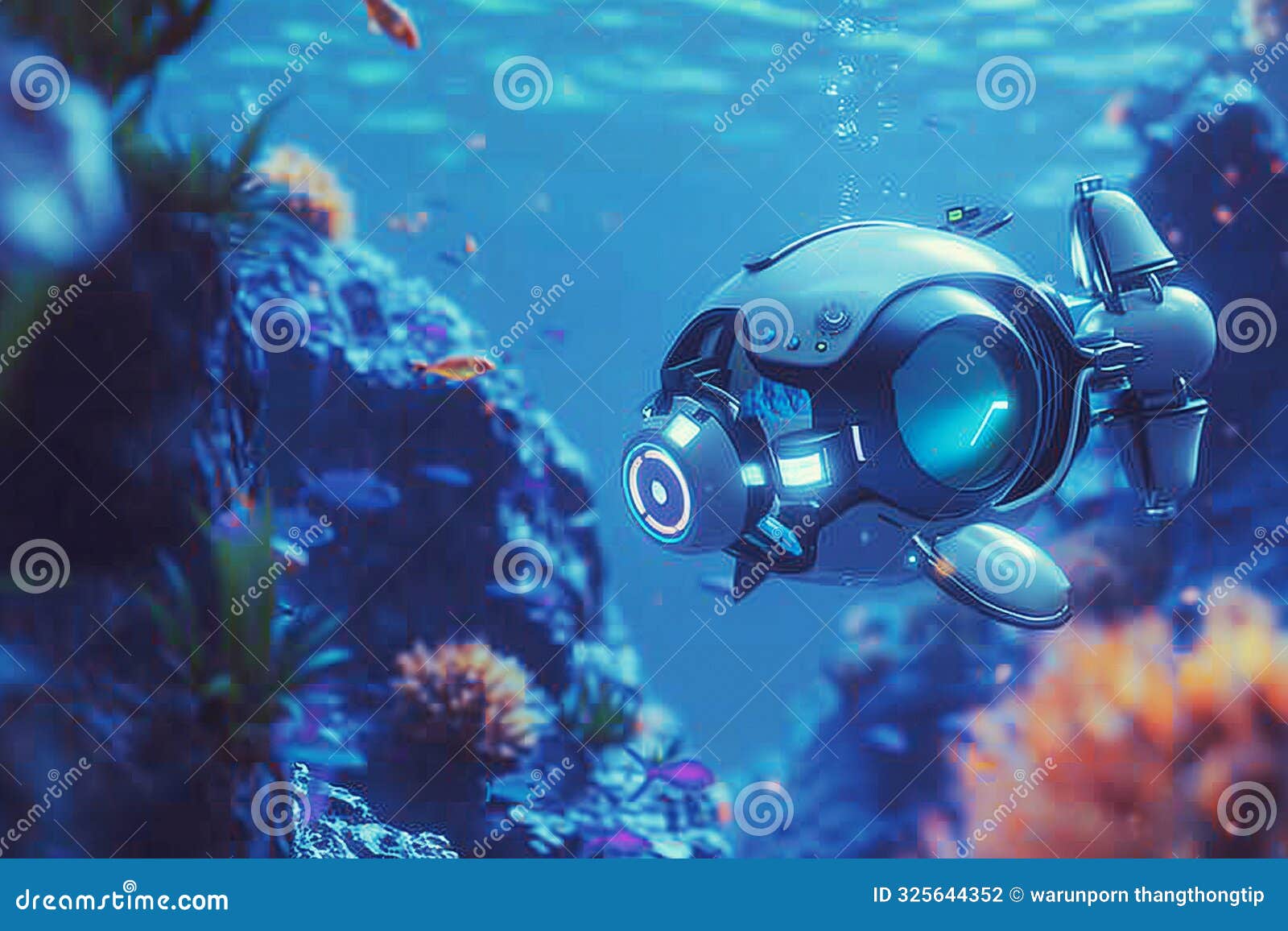 Futuristic Submarine Drone Equipped Artificial Intelligence Underwater ...