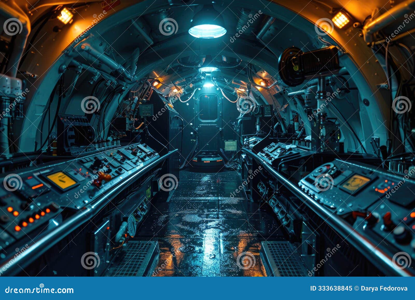 Futuristic Submarine Interior with Advanced Control Panels and ...