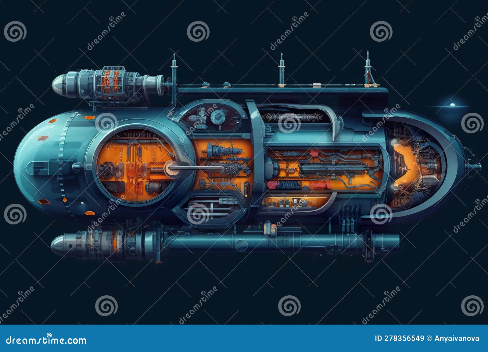 A Futuristic Submarine with a Large Engine. Generative AI Image. Stock ...