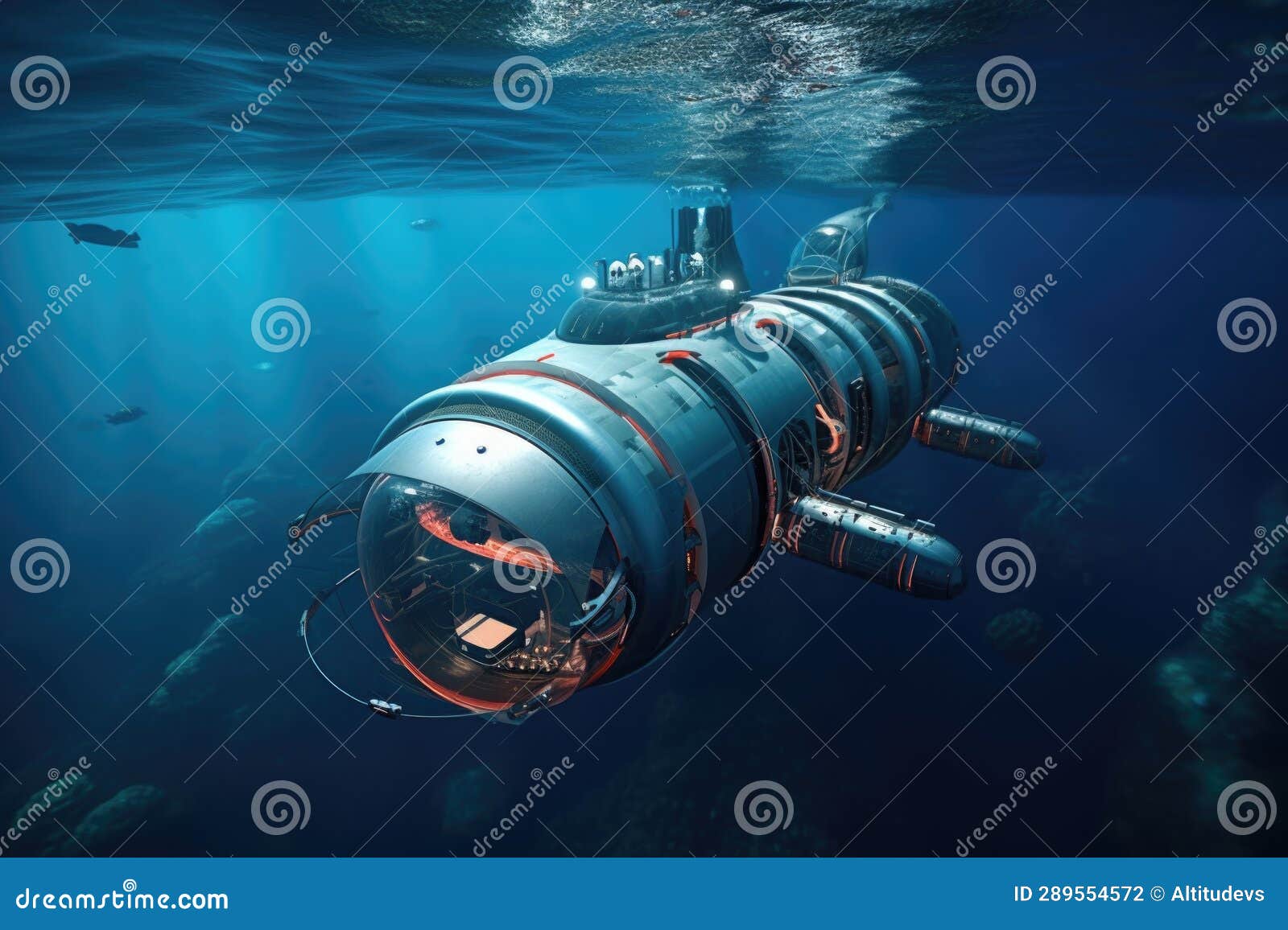 Futuristic Submarine with Sleek Exterior in Open Ocean Stock ...