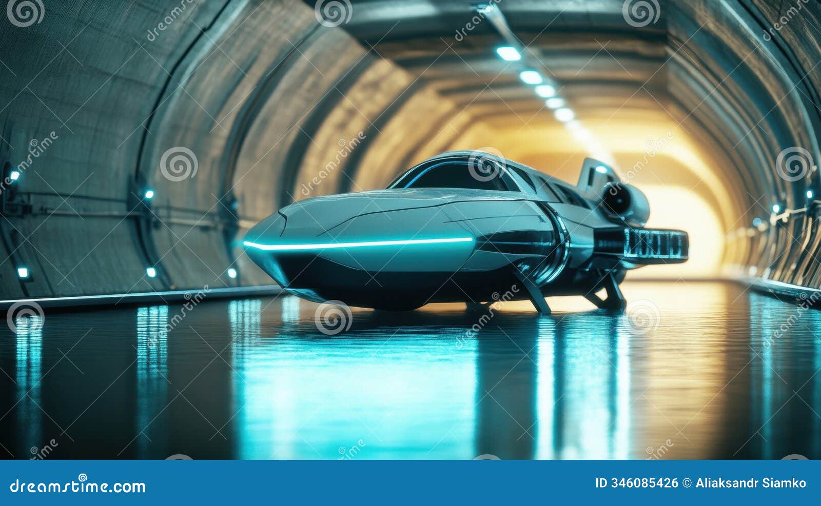 Futuristic Submersible in a High-tech Marine Facility Illuminated ...