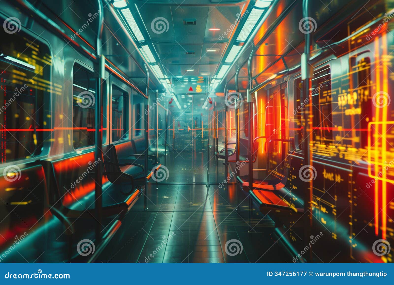Futuristic Subway with Holographic Displays Navigator Map Control ...