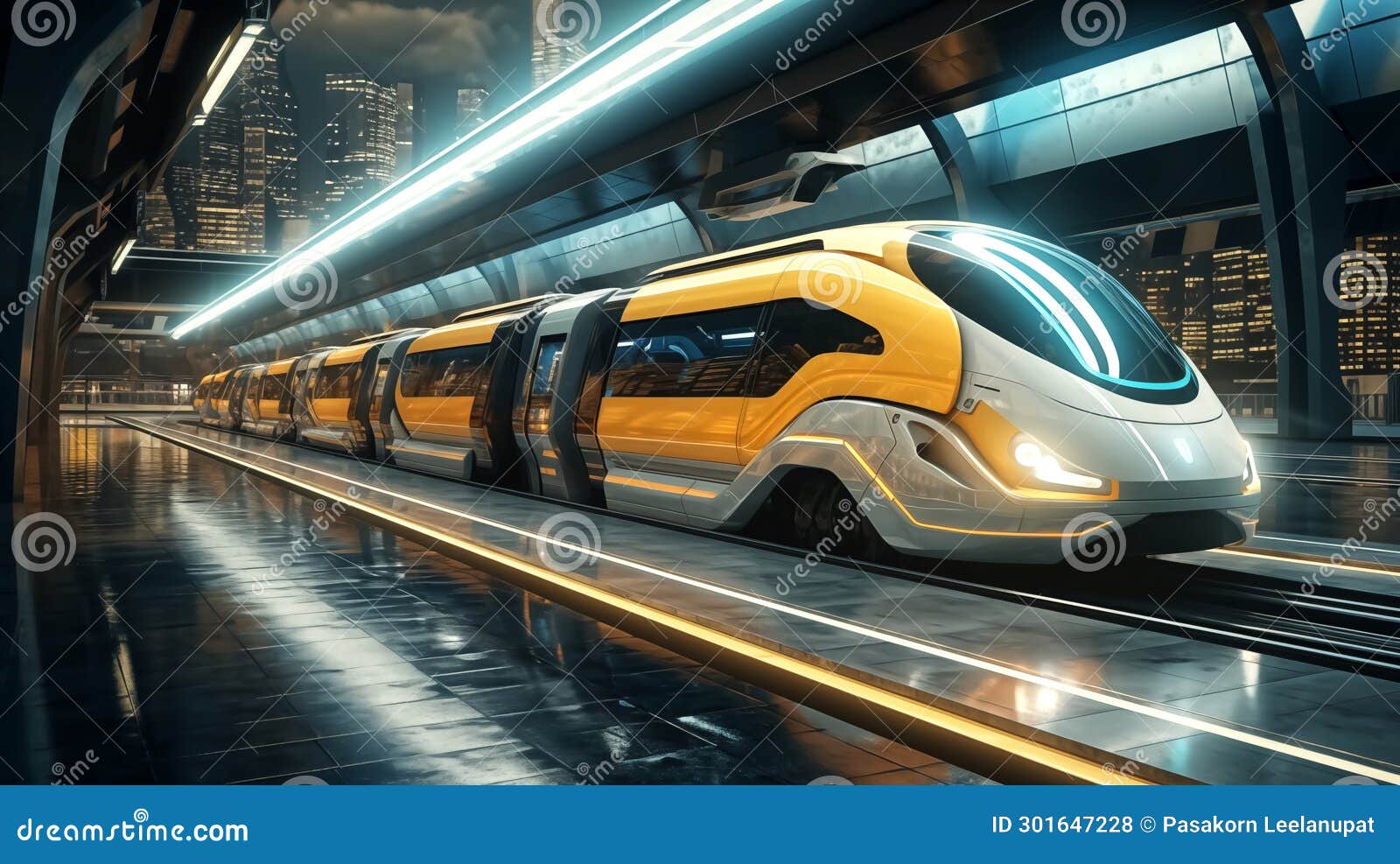 Futuristic Subway Speed Train at Station Stock Illustration ...