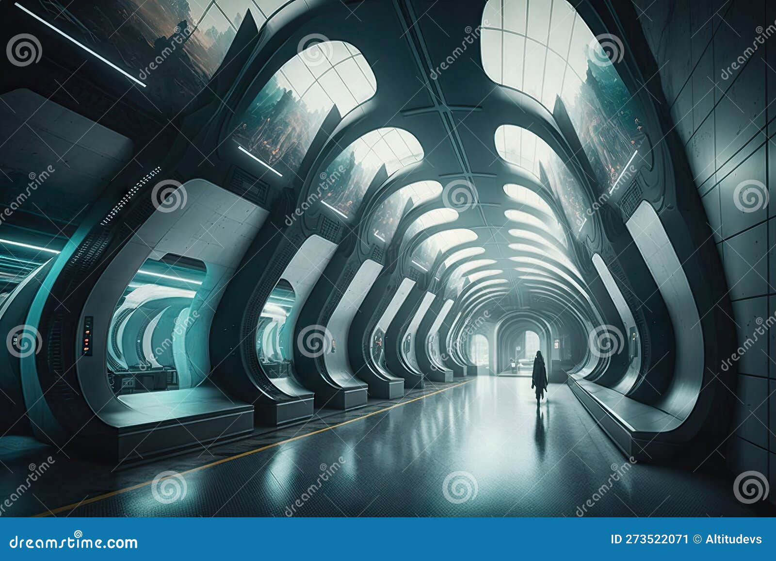 Futuristic Subway Station with Sleek Design, High-tech Amenities, and ...