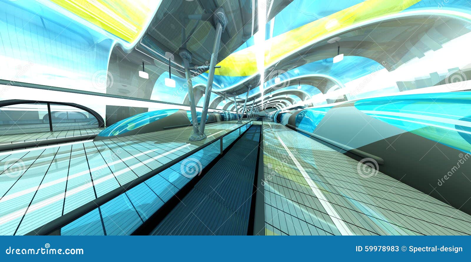 Futuristic Subway Station stock illustration. Illustration of interior ...