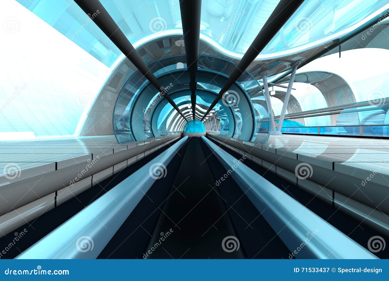 Futuristic Subway Station stock illustration. Illustration of floor ...