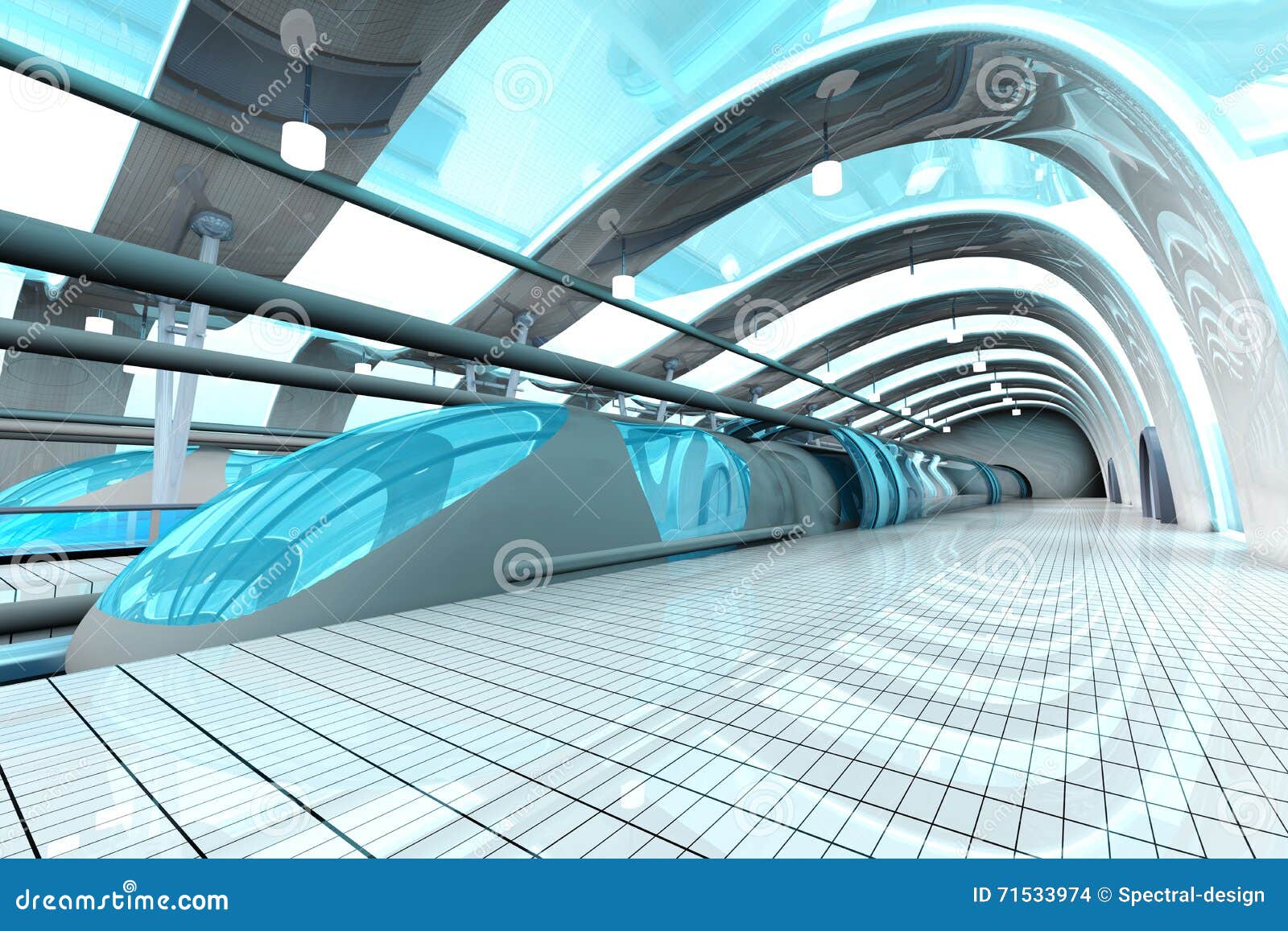 Futuristic Subway Station stock illustration. Illustration of empty ...