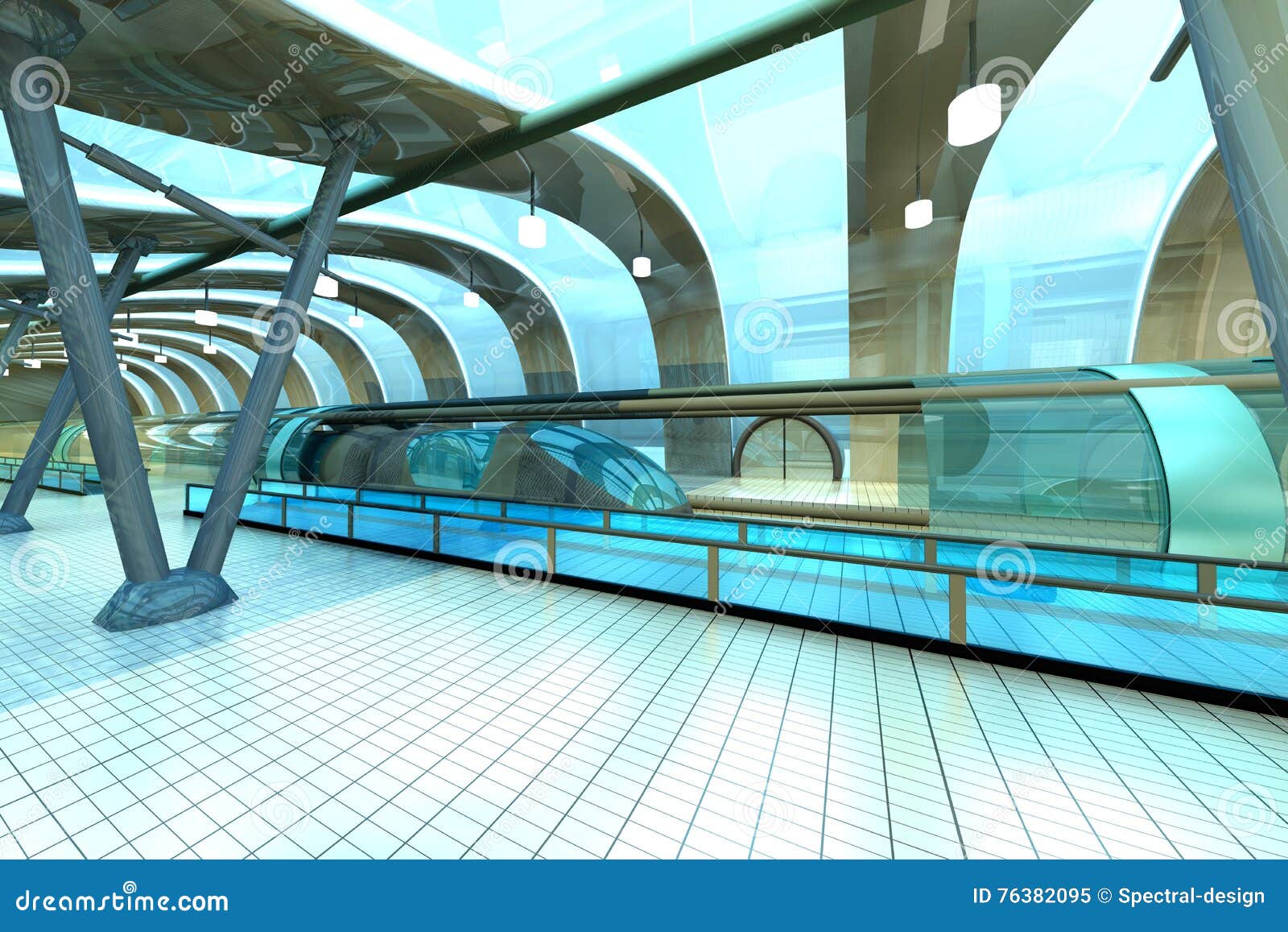 Futuristic Subway Station stock illustration. Illustration of entrance ...
