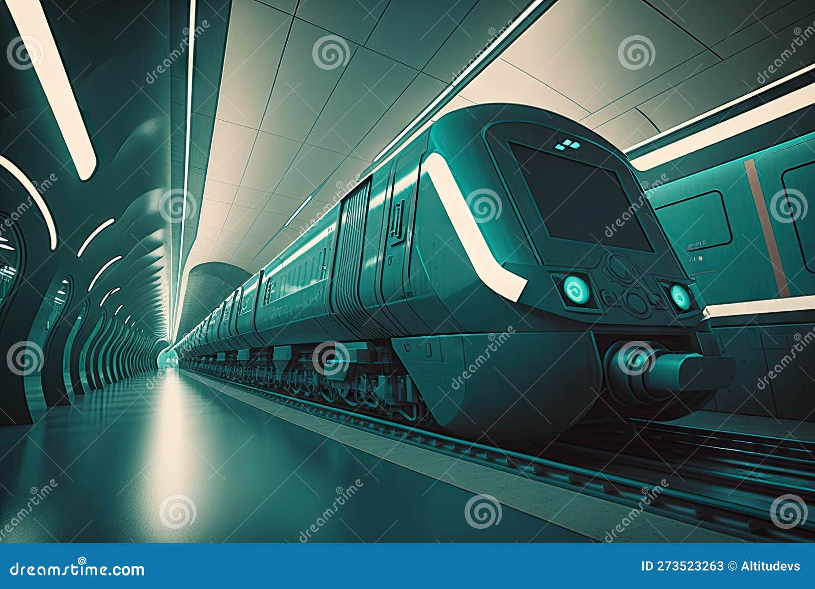 Futuristic Subway System, with Sleek and Modern Trains and Futuristic ...