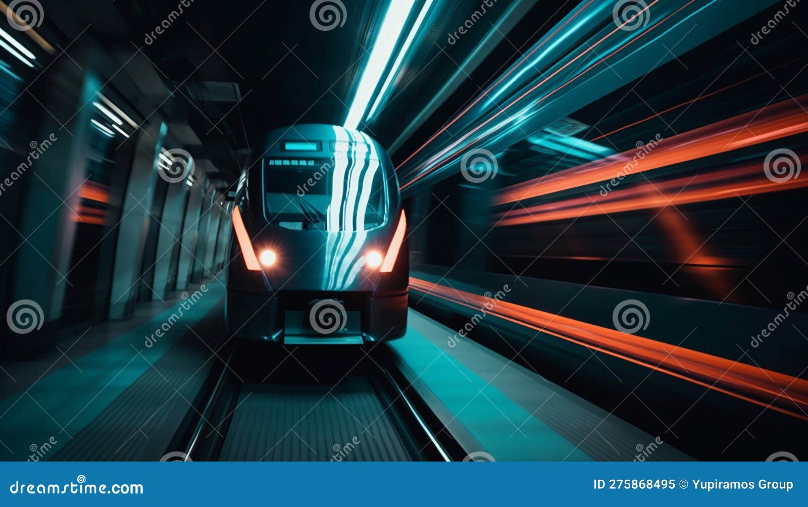 Futuristic Subway Train Illuminates Underground City Life Generated by ...