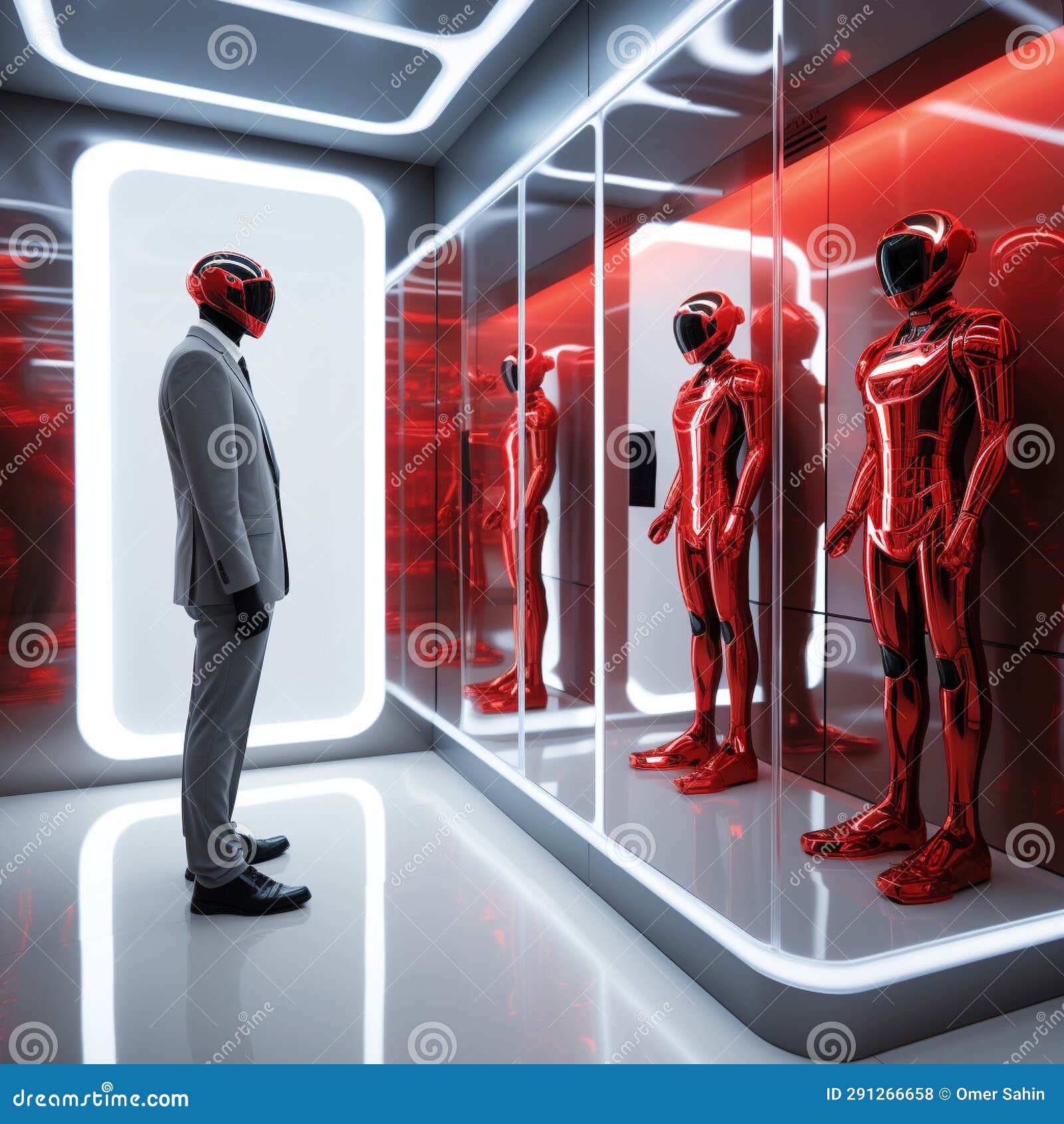 Futuristic Suit Fitting Room Experience Stock Illustration ...