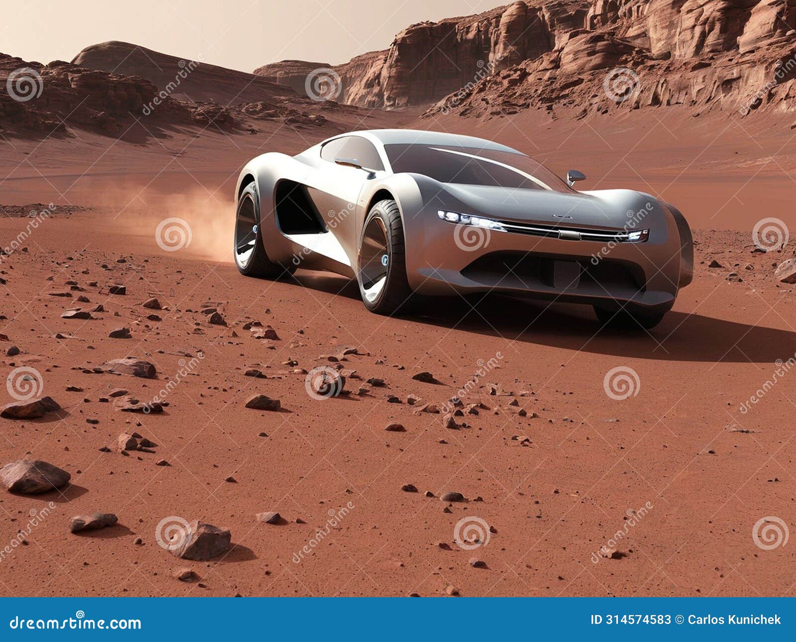 A Futuristic Supercar Driving on Mars - Generated by Ai Stock ...