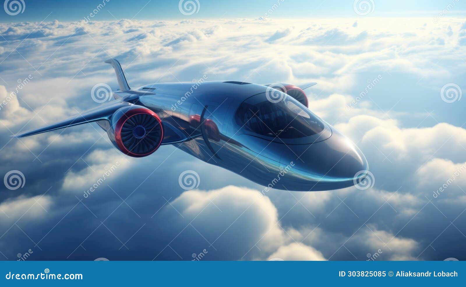 Futuristic Supersonic Jet Plane Flying at High Altitude in the Sky ...