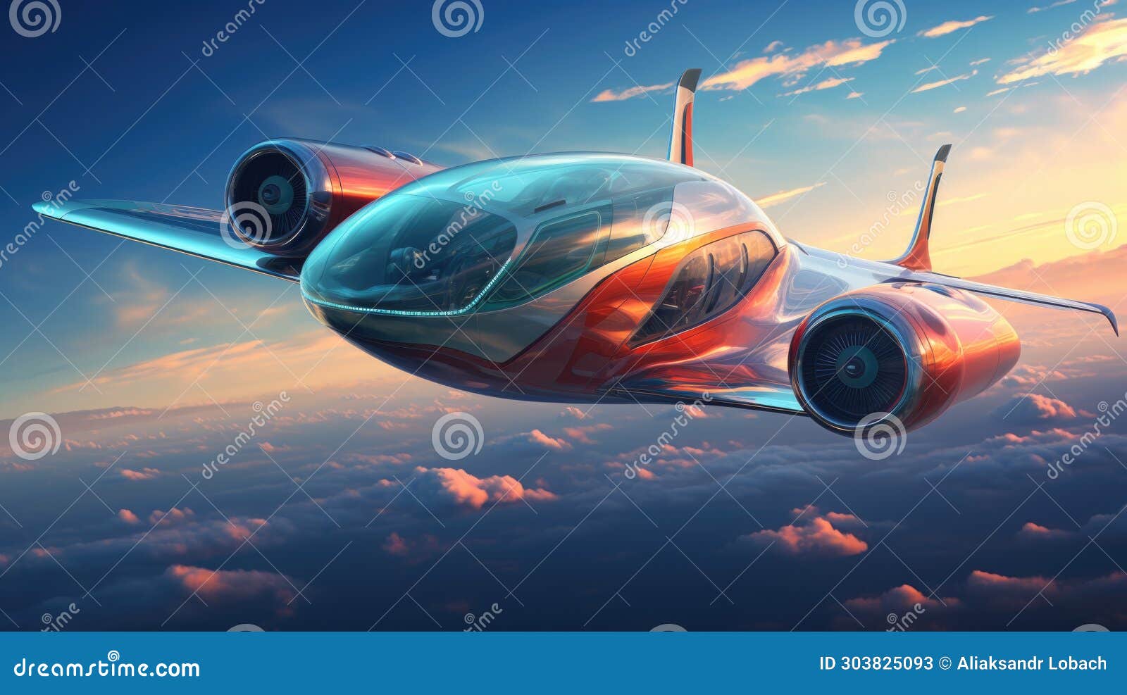 Futuristic Supersonic Jet Plane Flying at High Altitude in the Sky ...
