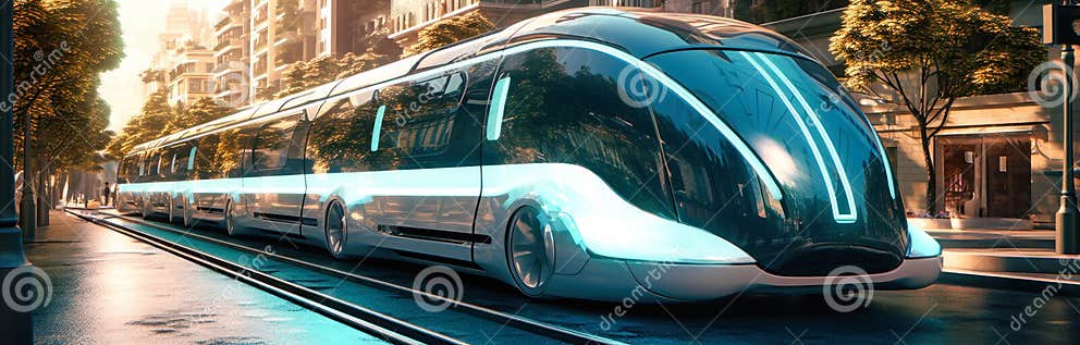 Futuristic Supersonic Train or Hyperloop Ultrasonic Train Capsule with ...